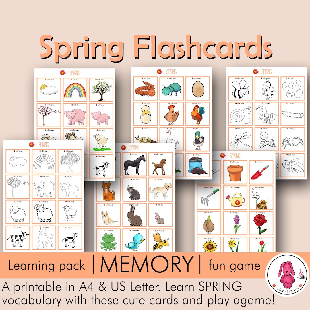 Flashcards SPRING • Play Printable Memory Board Game • SLP • Teachers ...
