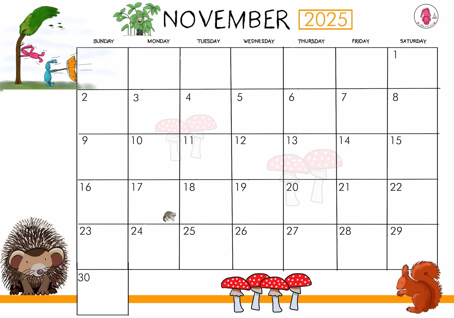 November 2025 Calendar, Monthly Planner for Teachers, Family, School or ...