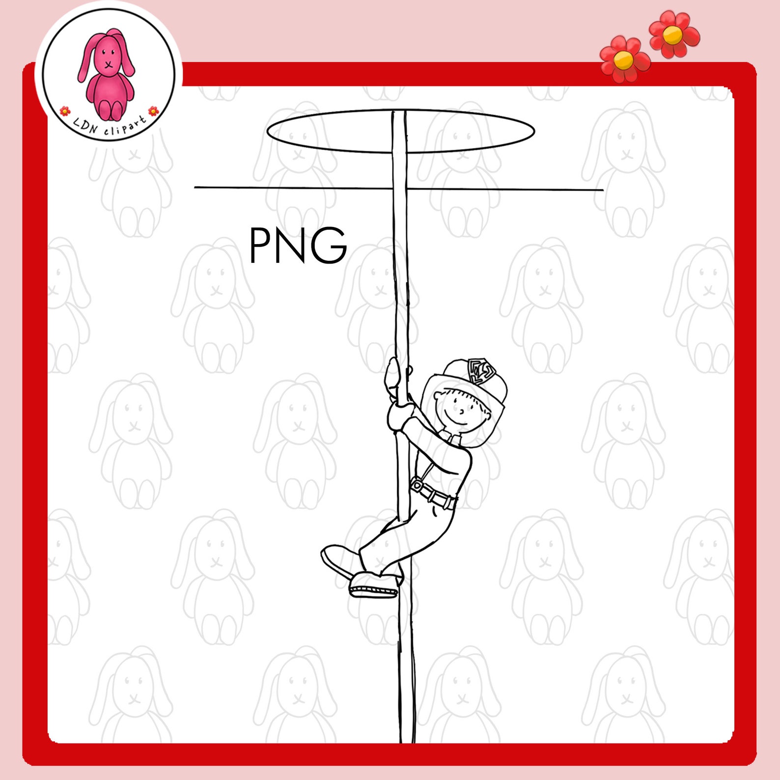 FIREFIGHTER Sliding Down Clip Art, a Friendly Fireman Illustration ...