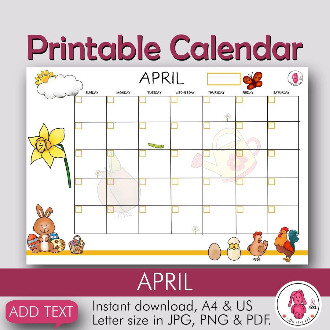 April Calendar • Monthly Planner • Teacher • Family • School ...