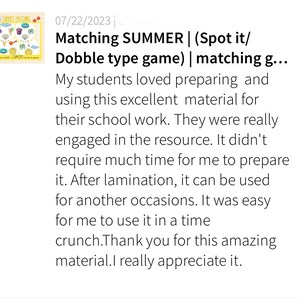 Spot It Style SUMMER Game | Dobble Style, a Fun Matching Game | for SLP ...