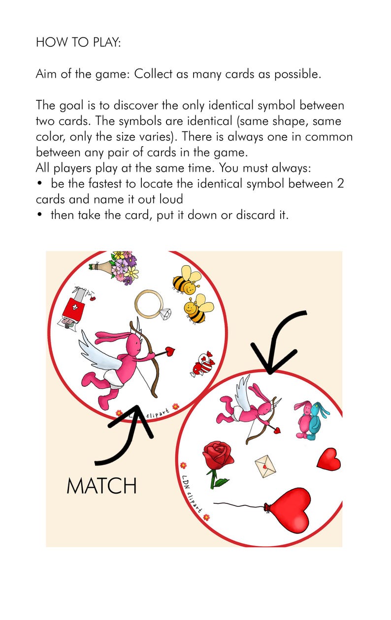 SPOT It Style VALENTINE'S DAY Game, Play and Learn the Words of 14 ...