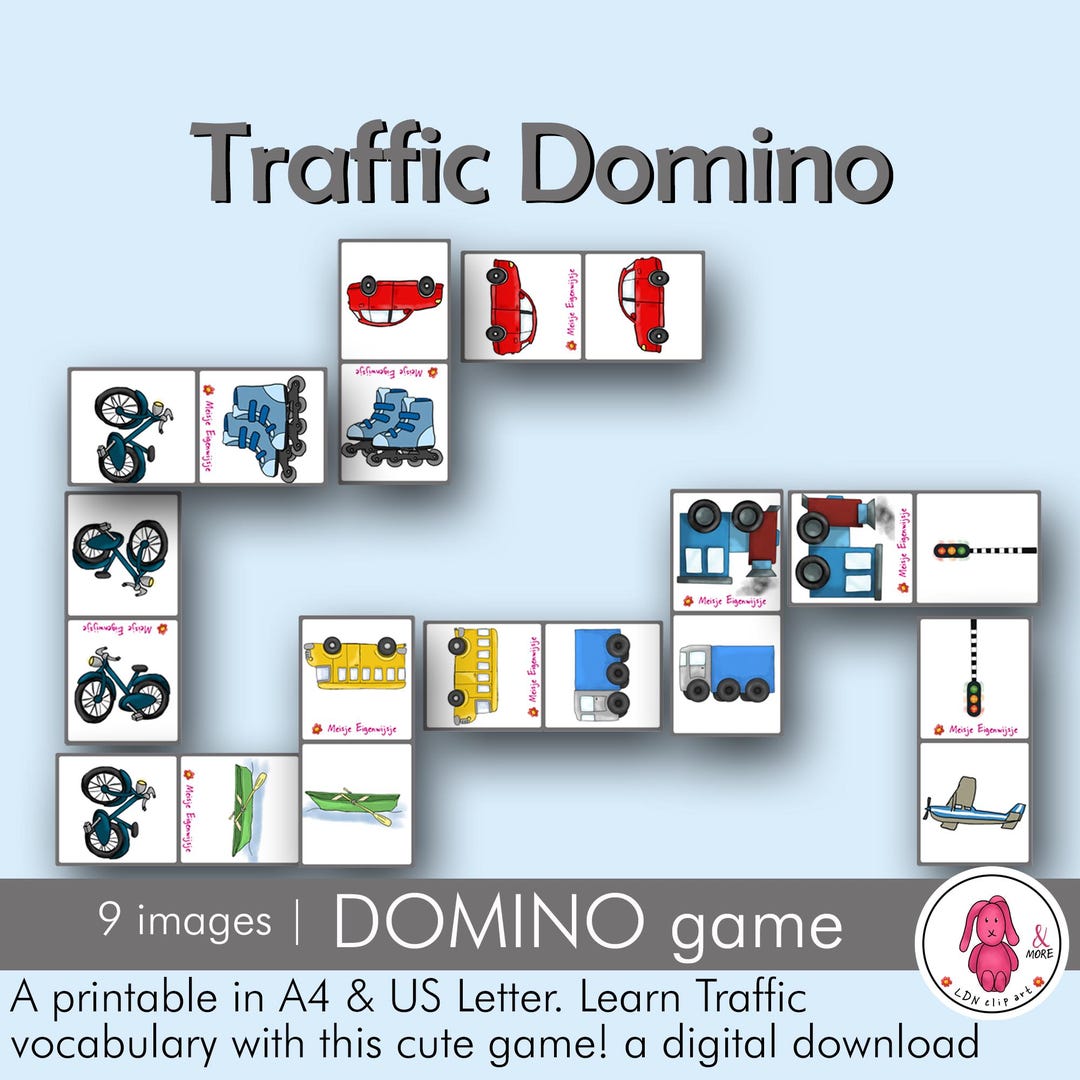 Domino TRAFFIC Game, a Fun Learning Activity | for SLP, Preschool ...