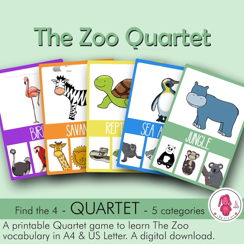 Quartet ZOO Game: a Go Fish-style Activity | for Speech Therapist ...