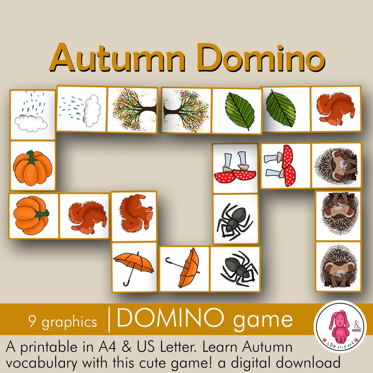 Domino AUTUMN Game • a Fun Learning Activity | for SLP • Preschool ...