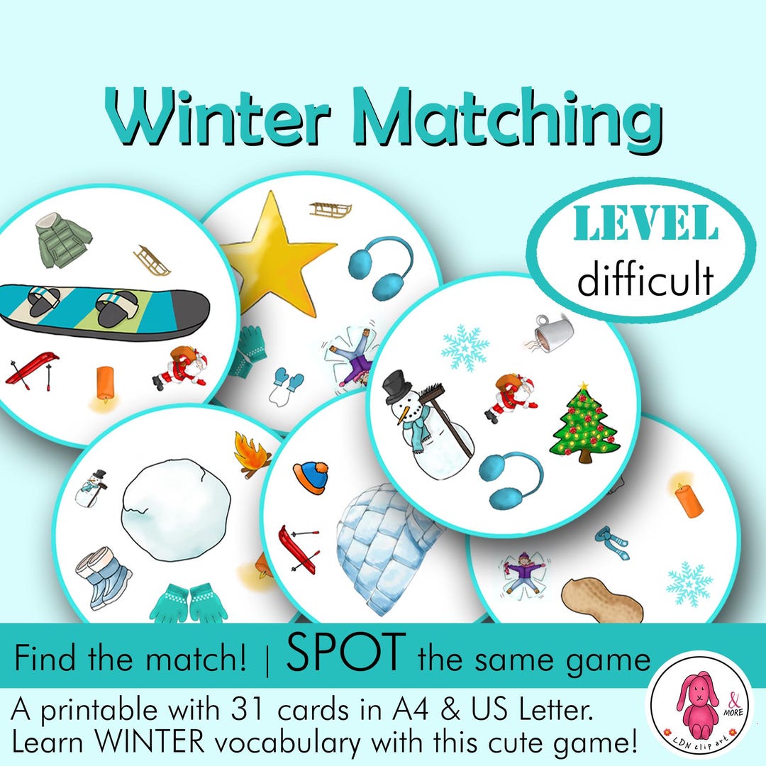 SPOT IT Style WINTER Game, Play and Learn the Words of the Season ...
