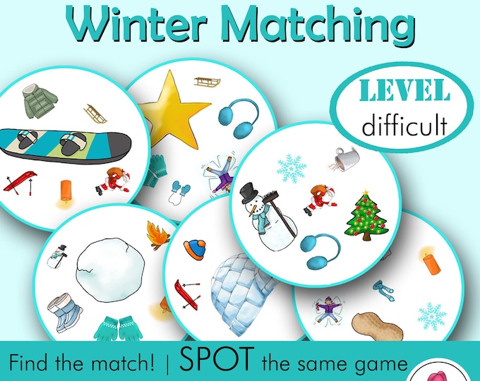 WINTER SEEK IT Match Game, Snowman Printables, Party, Family Game Night ...
