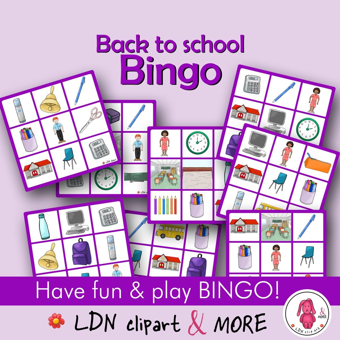 Back to School Bingo With 8 Cards, Play the Fun Printable Game for ...