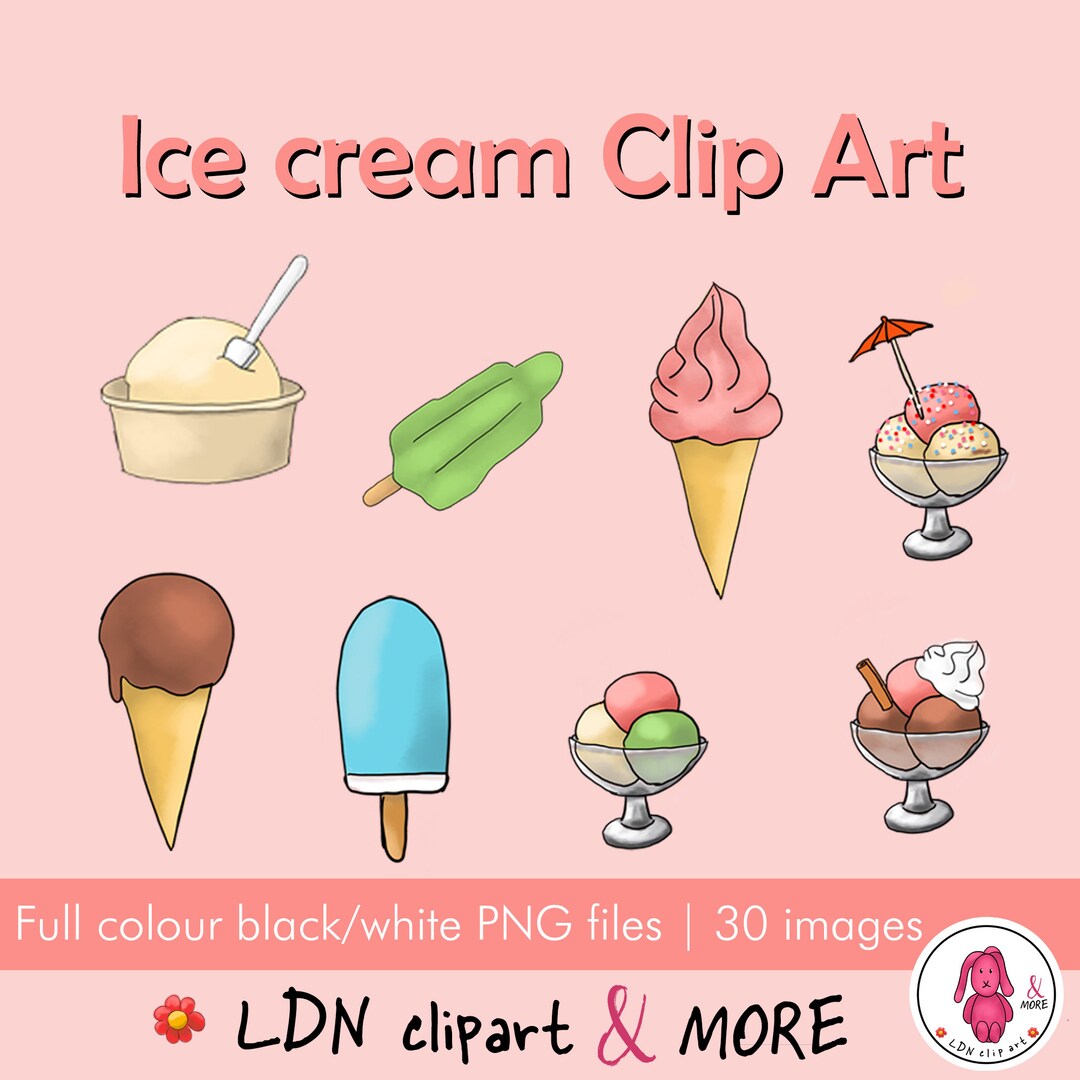 ICE CREAM Clip Art, All Sorts of Popsicles, Sundaes, Cones.. | 300 Dpi ...