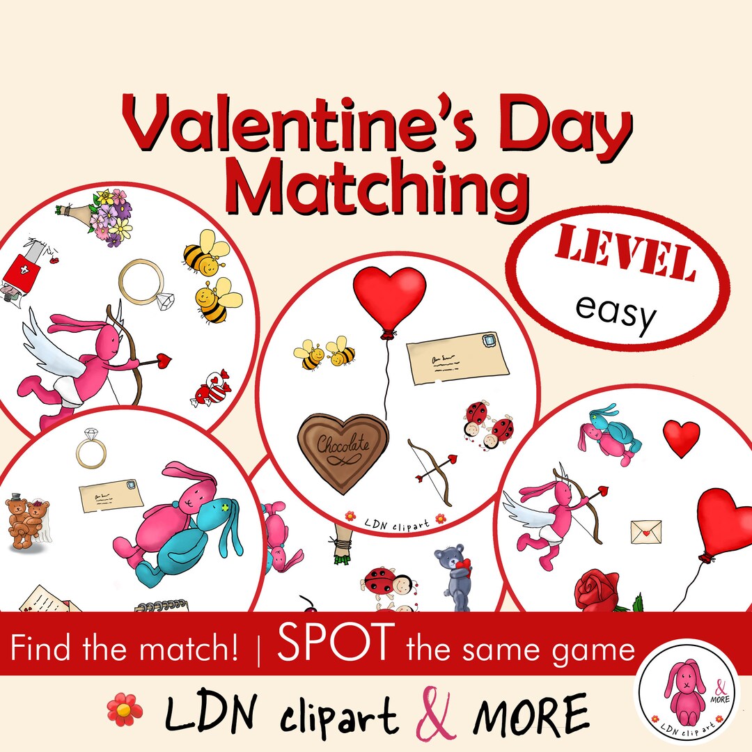 SPOT It Style VALENTINE'S DAY Game, Play and Learn the Words of 14 ...