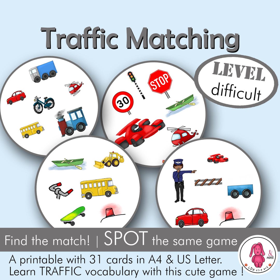 Spot It Style TRAFFIC Game | Dobble Style, a Fun Learning Activity for ...