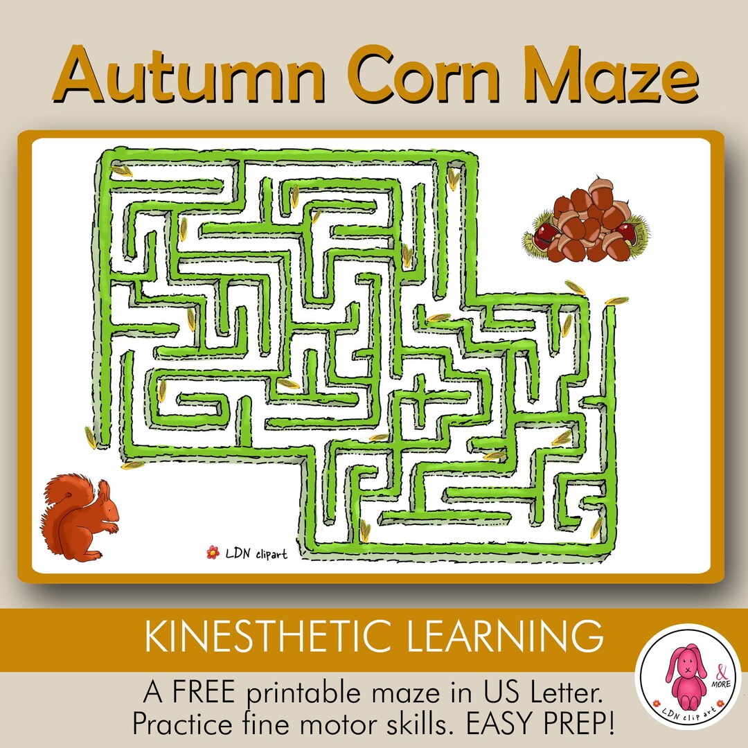 AUTUMN Corn Maze, for Fine Motor Skills and Learning Through Movement ...