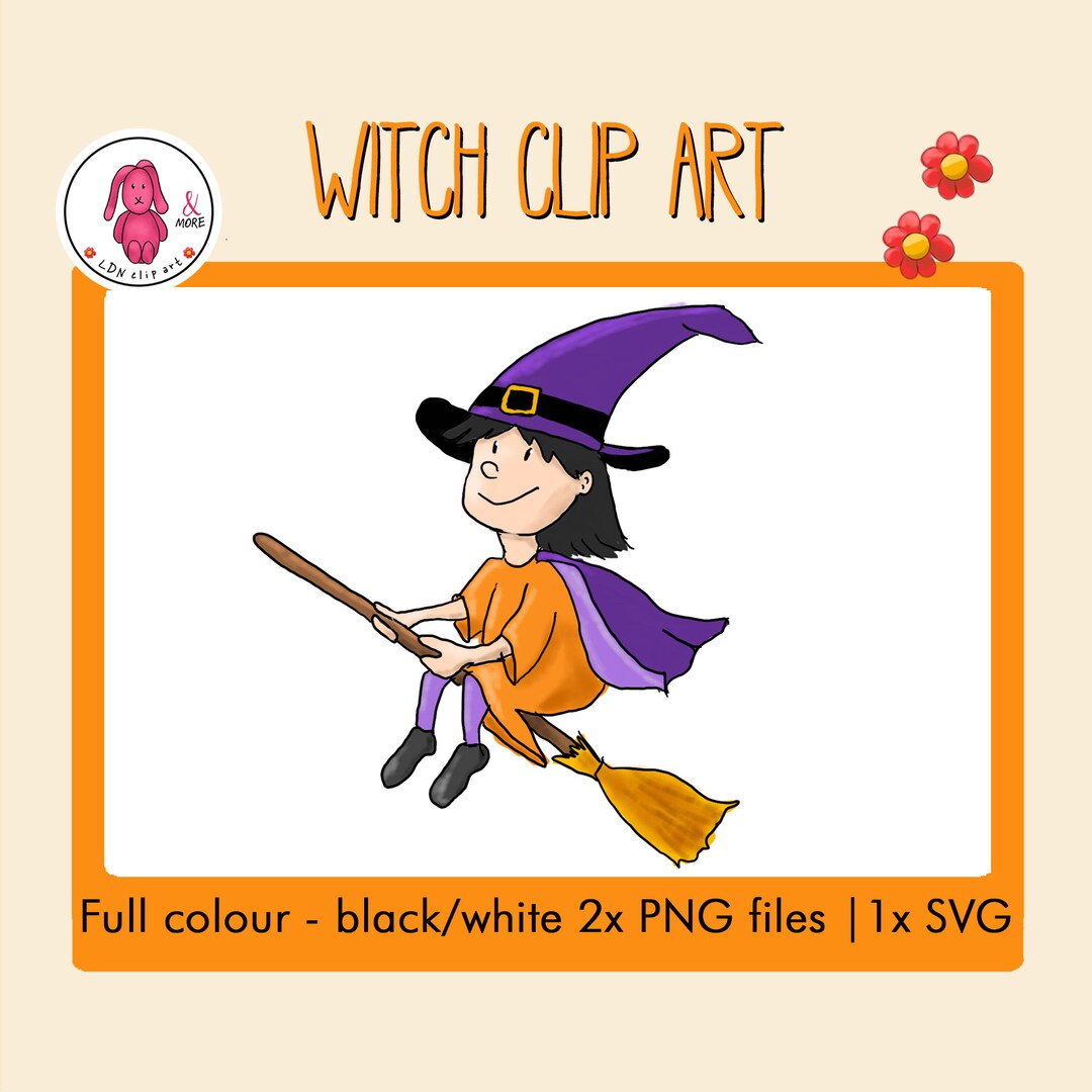 WITCH HALLOWEEN Clip Art Make a Cute Scary Gift Create Your - Etsy