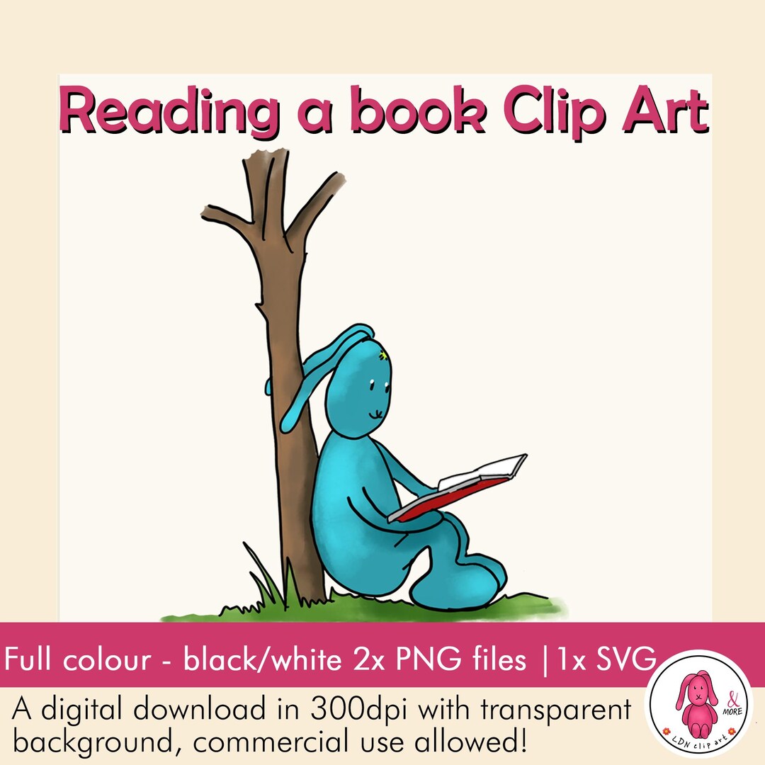 READING A BOOK Clip Art | for Bookworms & Booklovers | 300 Dpi Digital ...