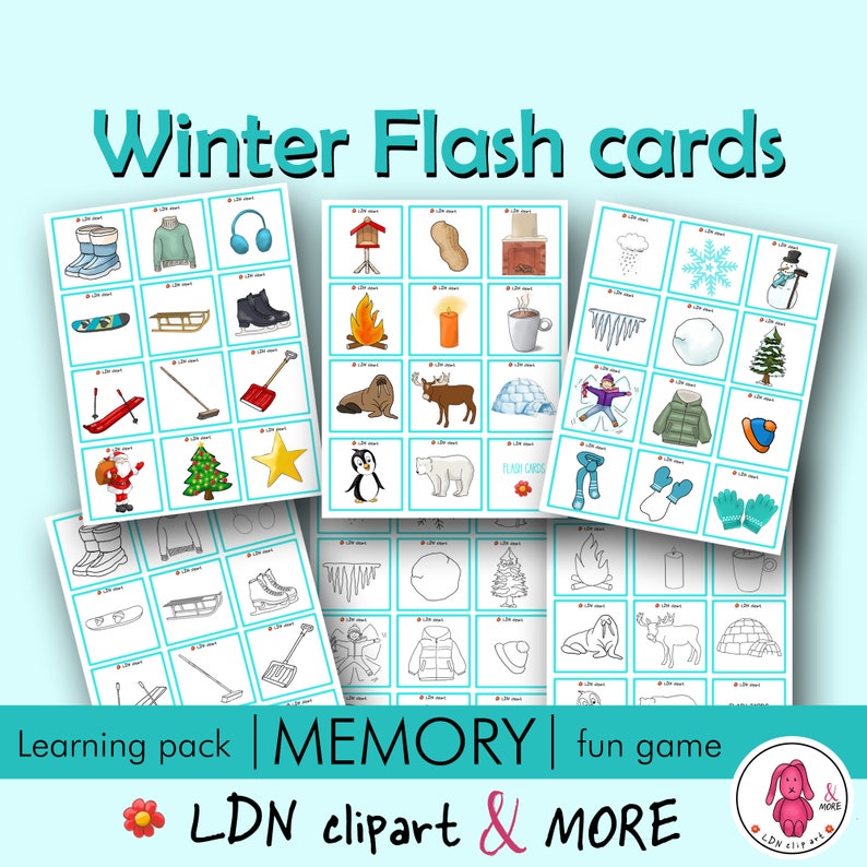 Flashcards WINTER • Play Printable Memory Board Game • SLP • Teachers ...
