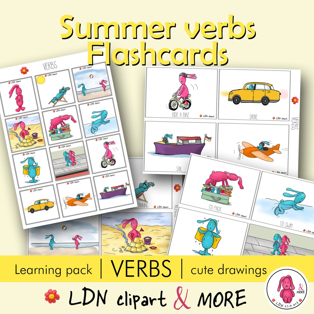 SUMMER Verbs Vocabulary Cards • Memory Board Game • for Speech ...