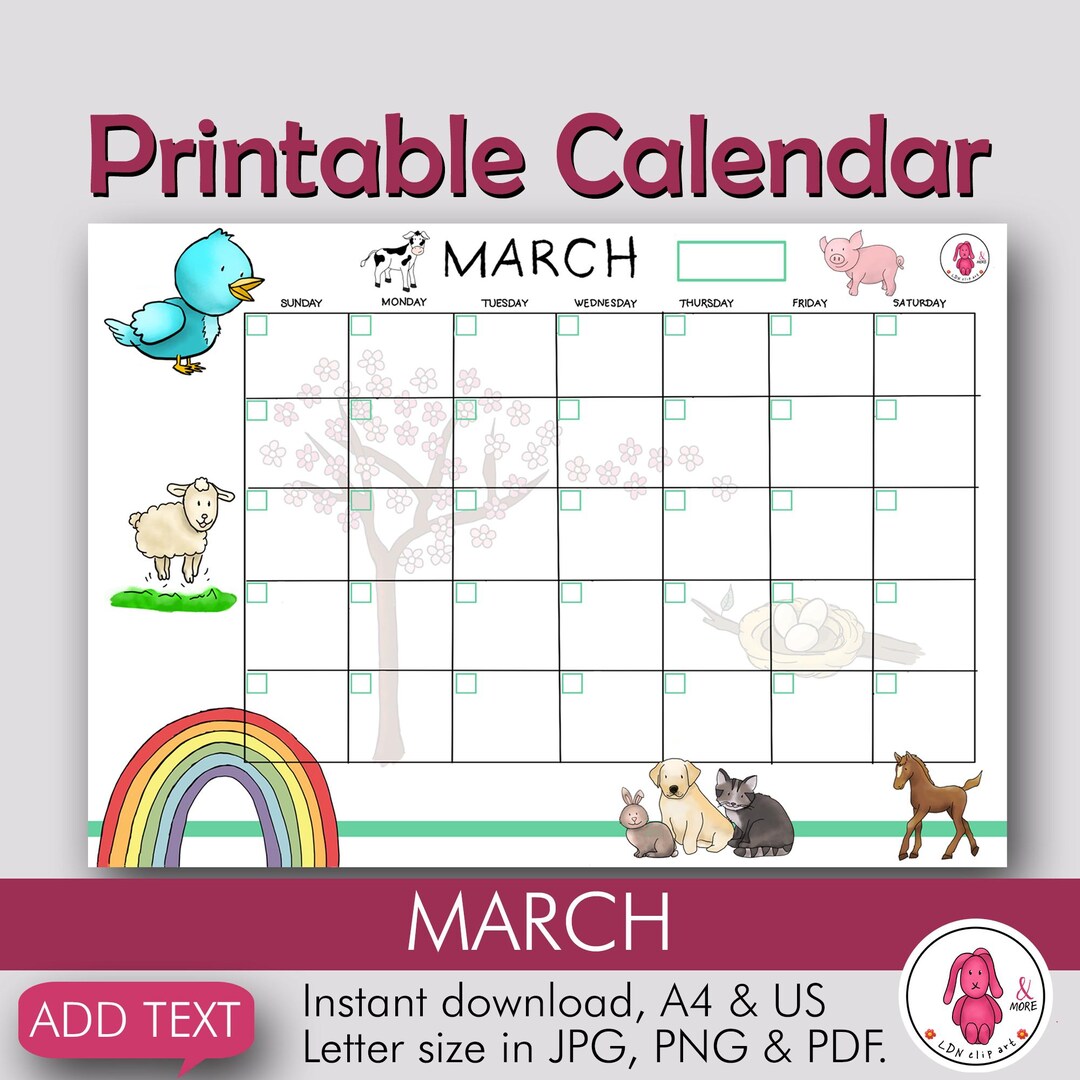 March Calendar • Monthly Planner • Teacher • Family • School ...