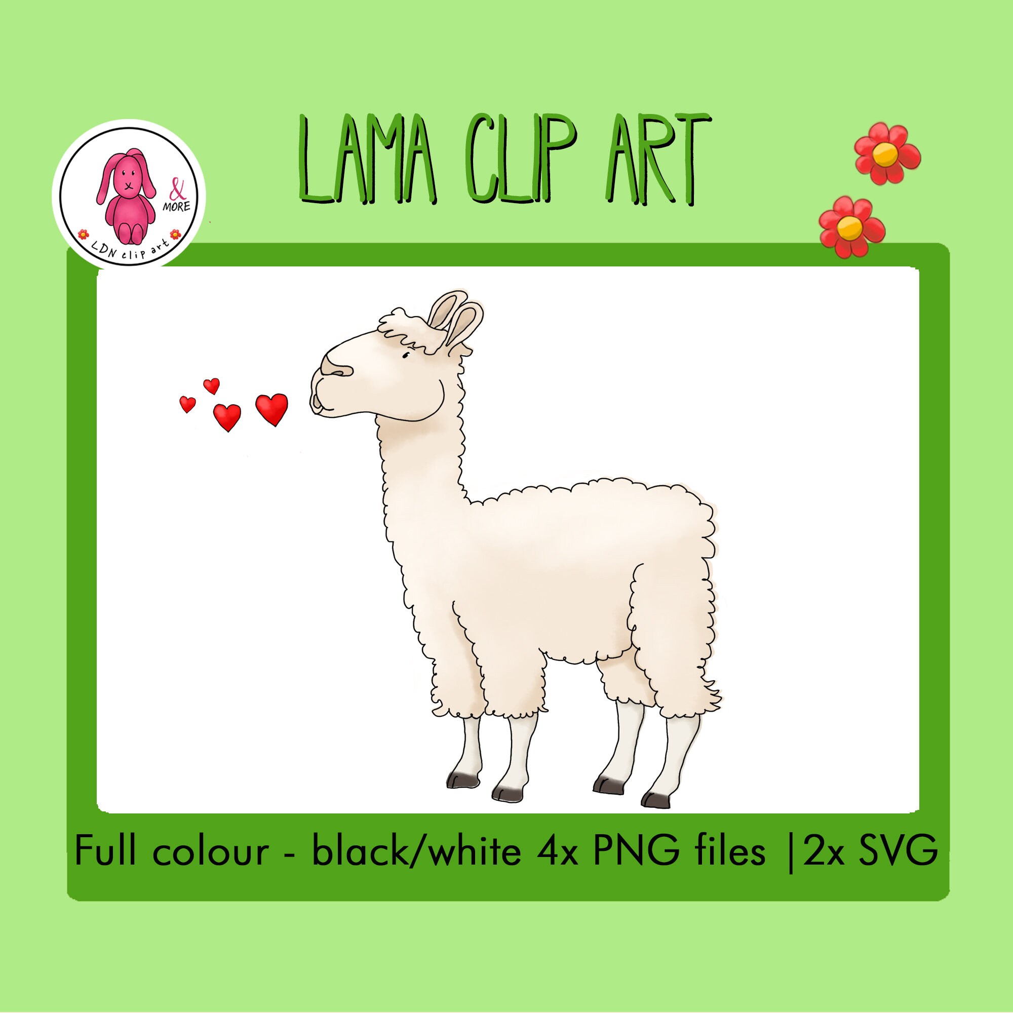 Spitting LAMA Clip Art Make a Cute Sweet Gift Create Your - Etsy