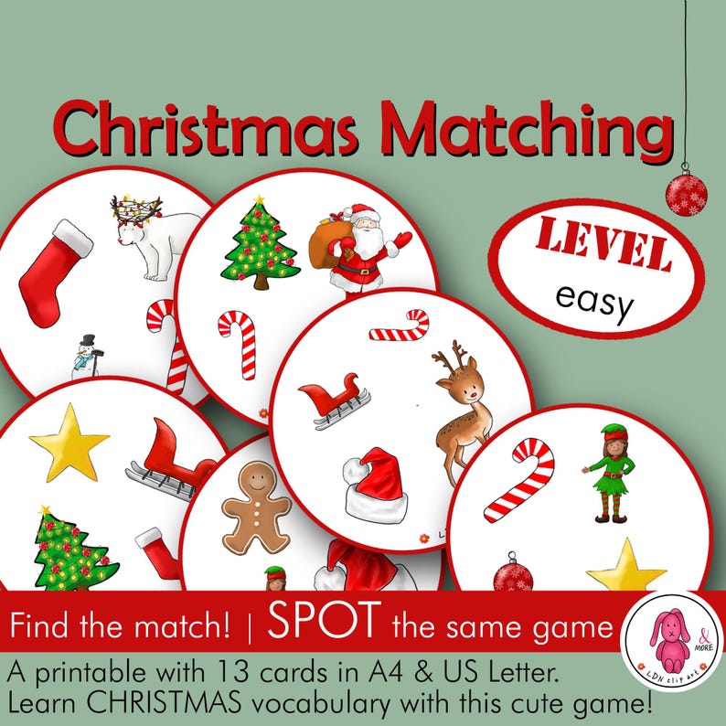 Spot It Style CHRISTMAS Game Level EASY | Dobble Style Fun Learning ...