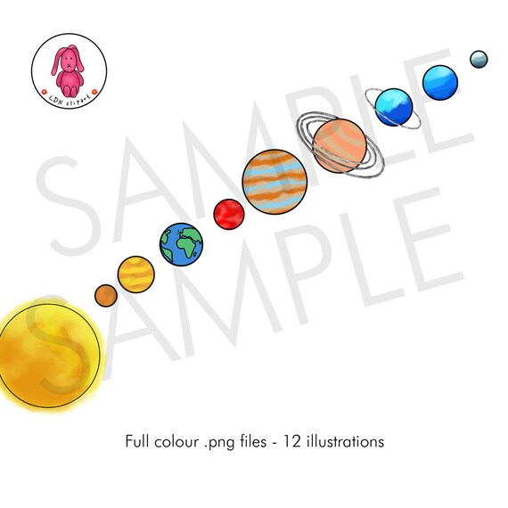 Planets In A Row Clip Art
