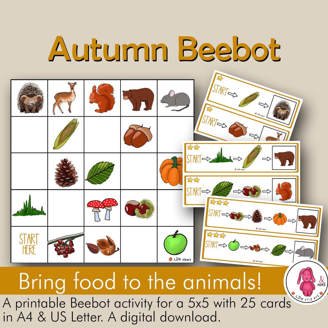 BEEBOT Mat Activity for AUTUMN: Bring Food to the Animals With the Bee ...