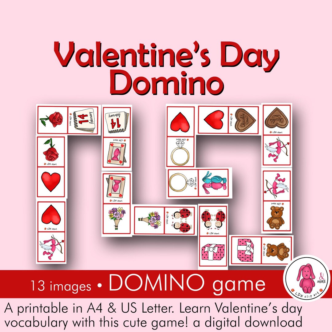 Domino VALENTINE'S DAY Game, a Fun Learning Activity | for SLP ...