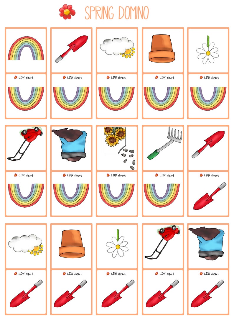 Domino SPRING Game, a Fun Learning Activity for SLP, Preschool ...