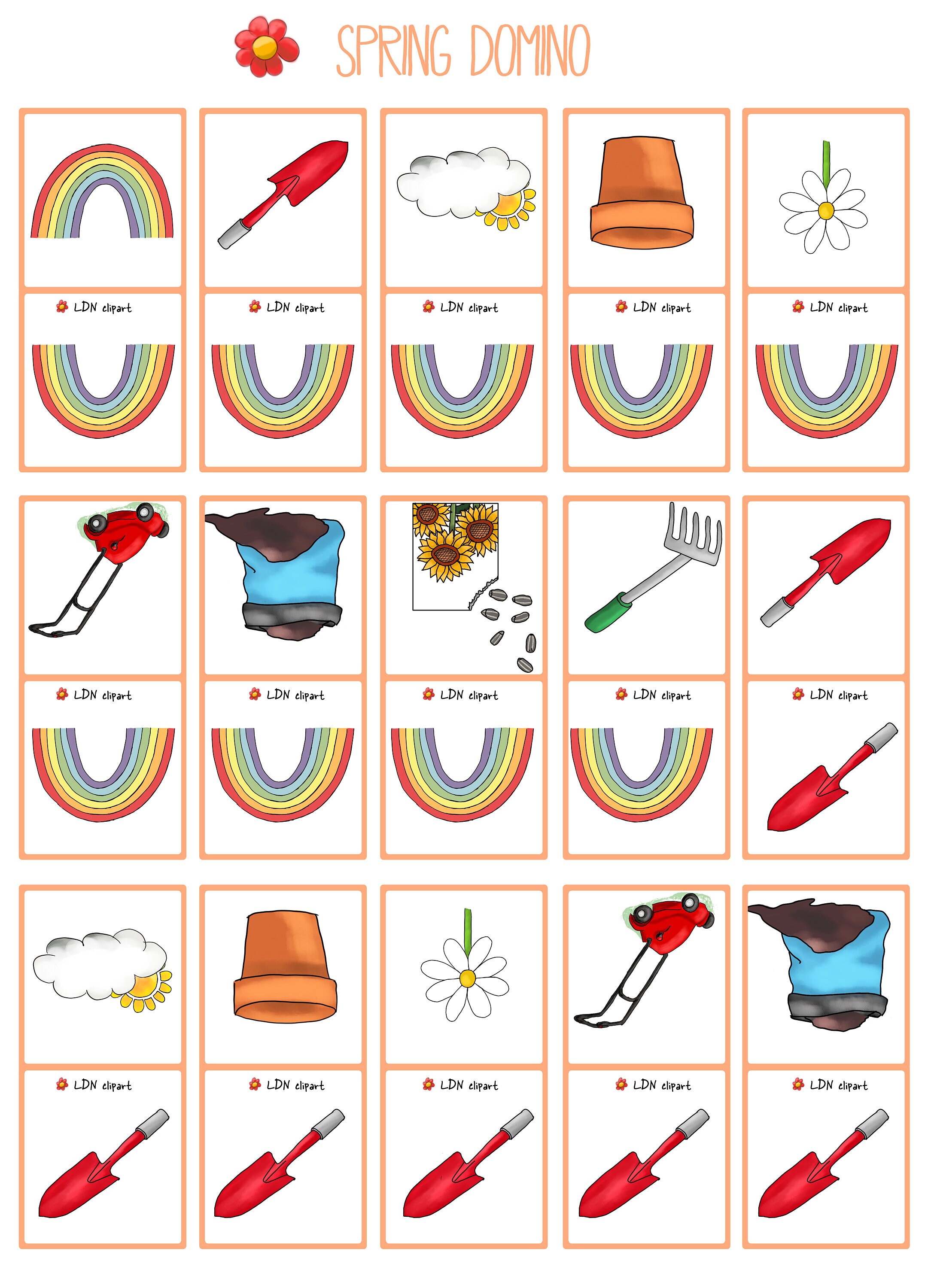 Domino SPRING Game, a Fun Learning Activity for SLP, Preschool ...