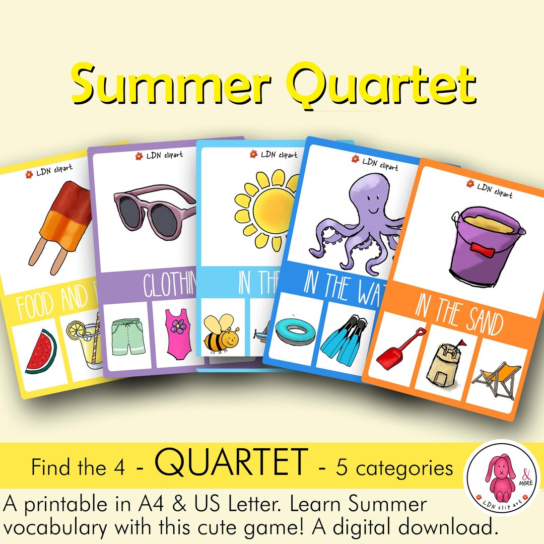 Quartet SUMMER Game: a Go Fish-style Activity | for Speech Therapist ...