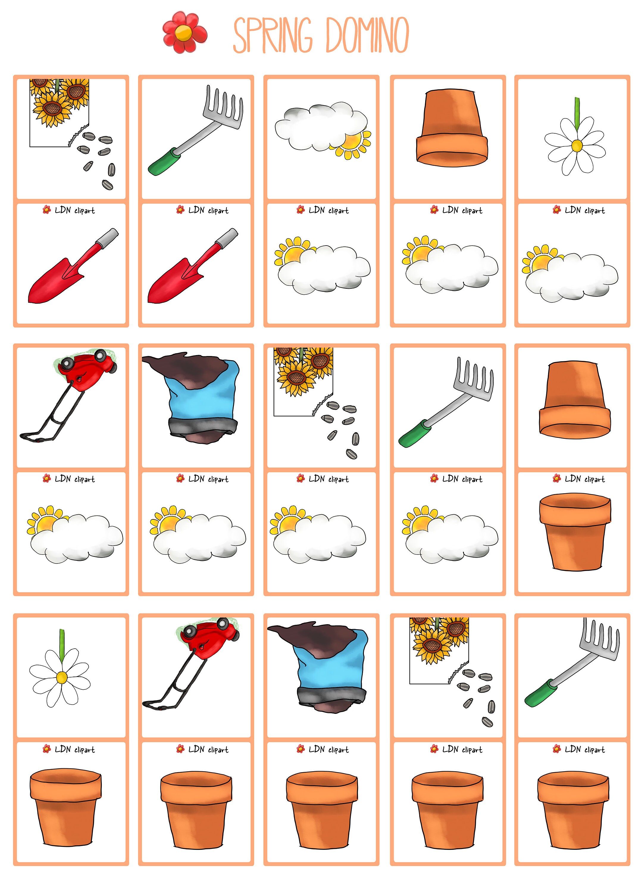 Domino SPRING Game, a Fun Learning Activity for SLP, Preschool ...