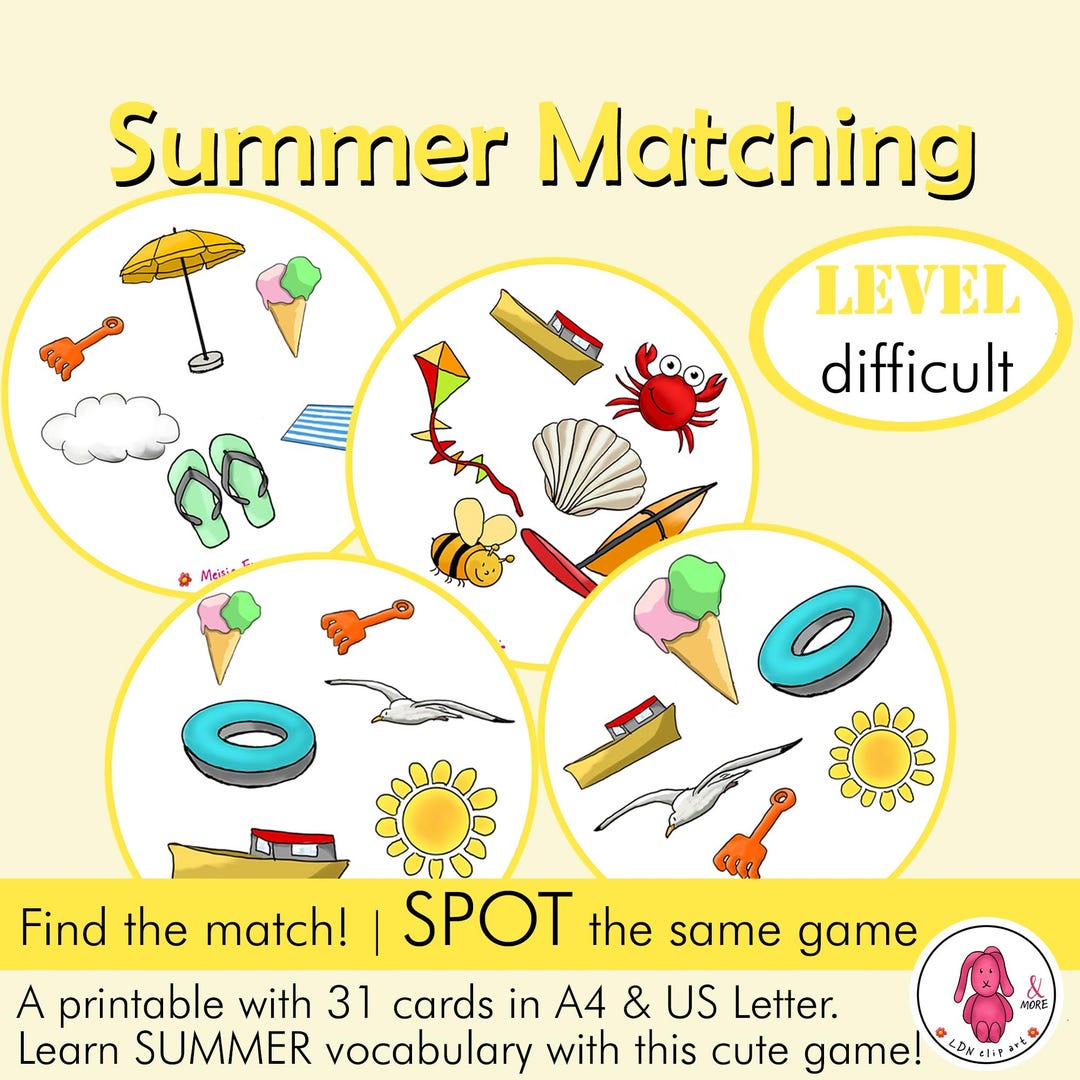 Spot It Style SUMMER Game | Dobble Style, a Fun Matching Game | for SLP ...