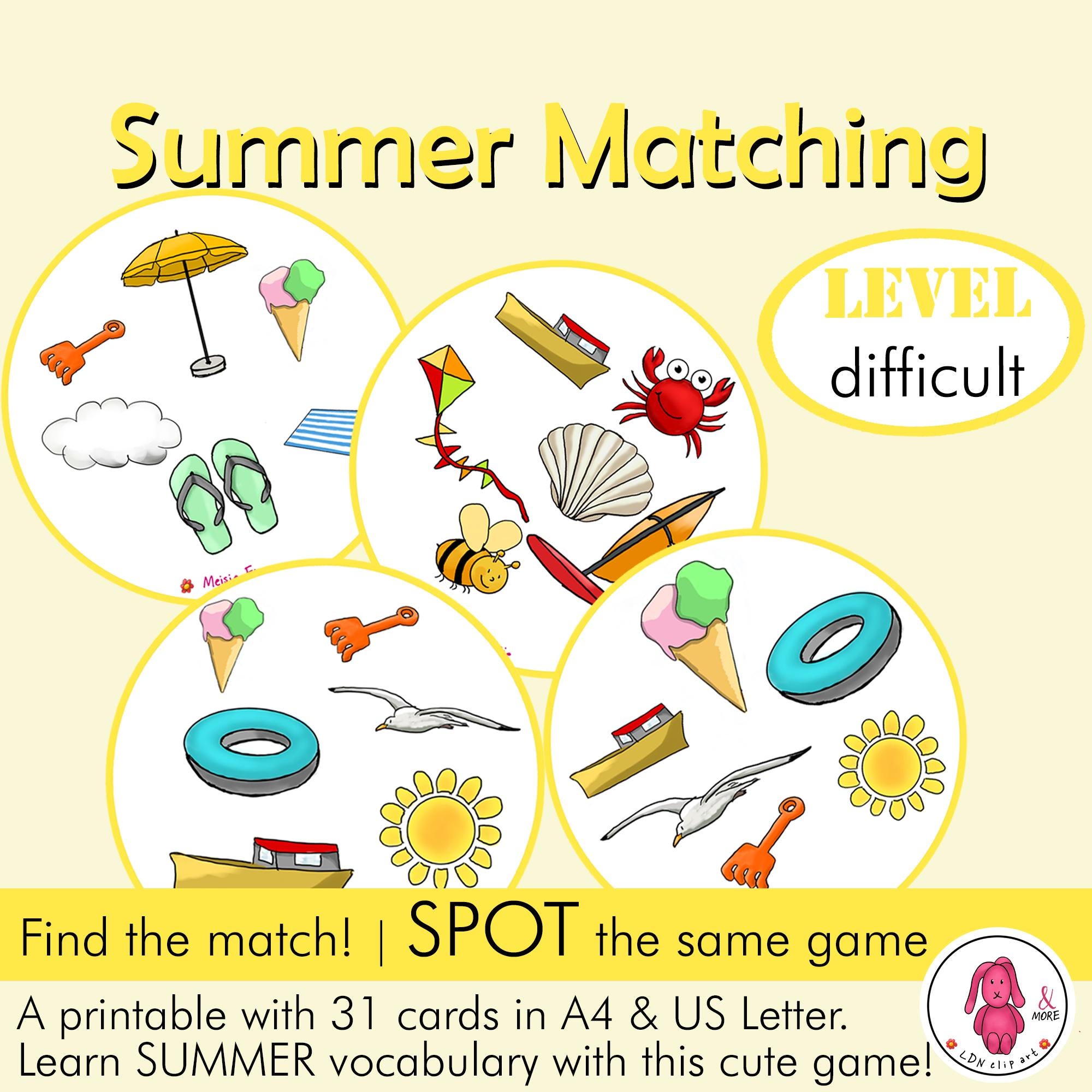 Spot It Style SUMMER Game | Dobble Style, a Fun Matching Game | for SLP ...