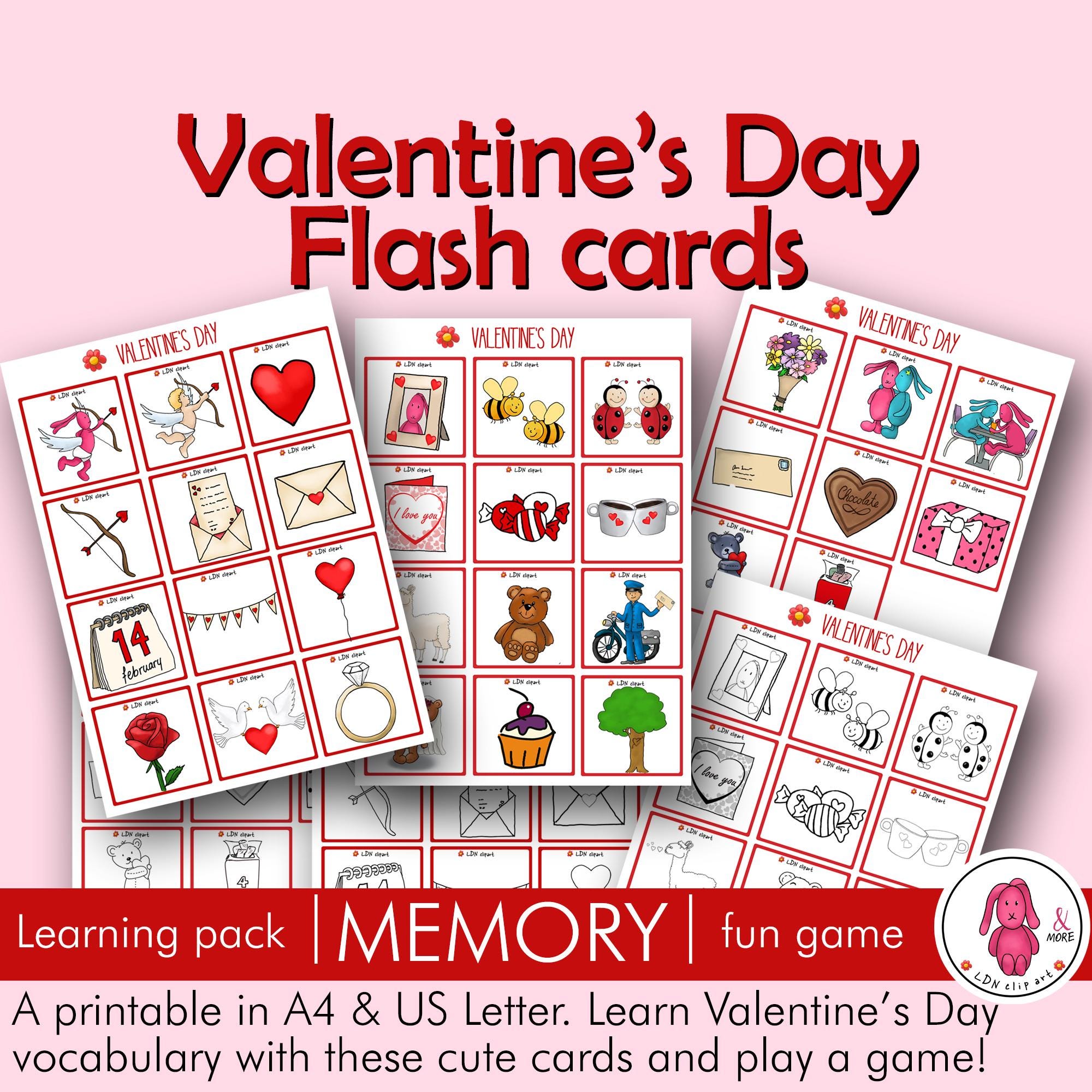 Flash Cards VALENTINES DAY • Printable Memory Board Game • SLP ...