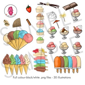 ICE CREAM Clip Art, All Sorts of Popsicles, Sundaes, Cones.. 300 Dpi ...