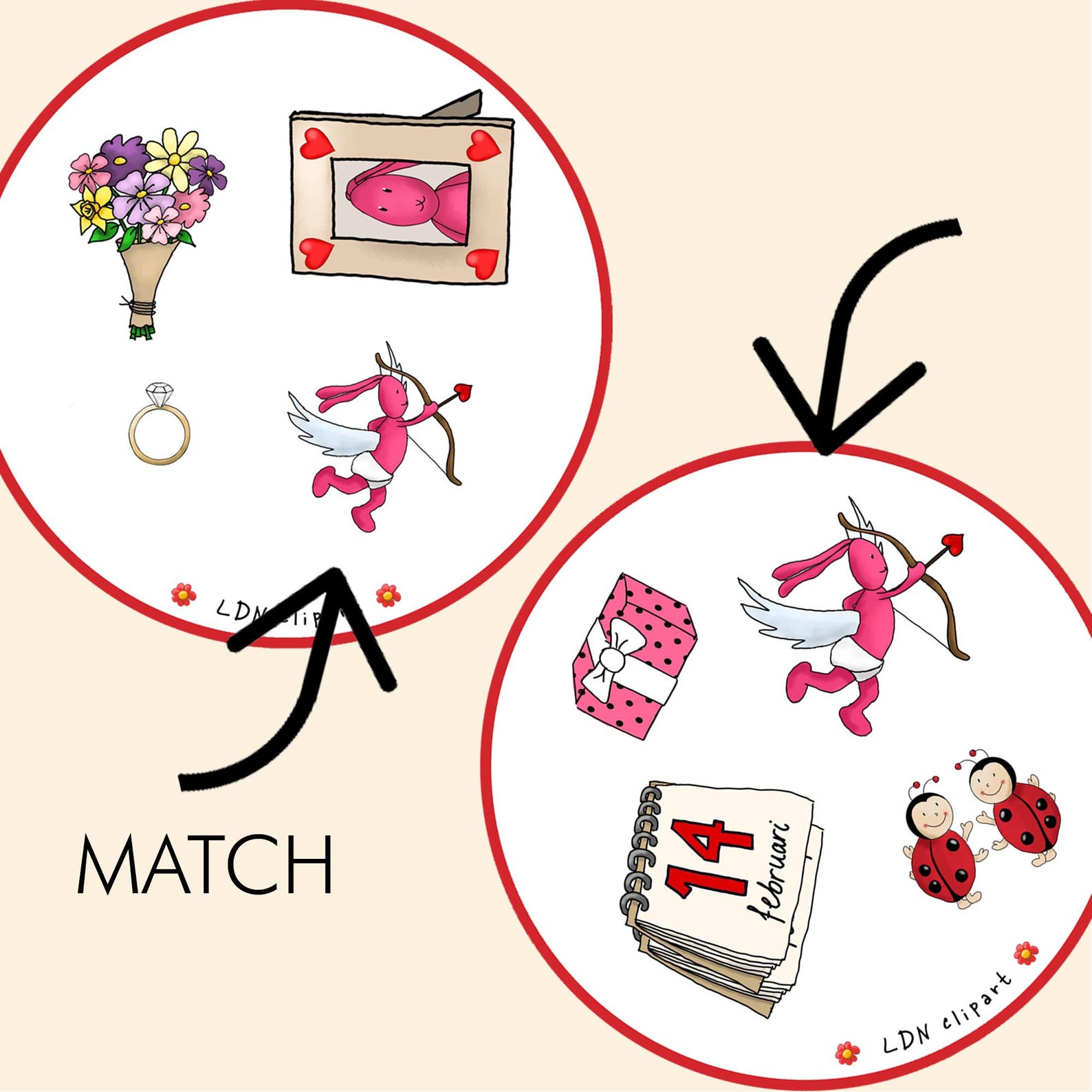 SPOT It Style VALENTINE'S DAY Game, Play and Learn the Words of 14 ...