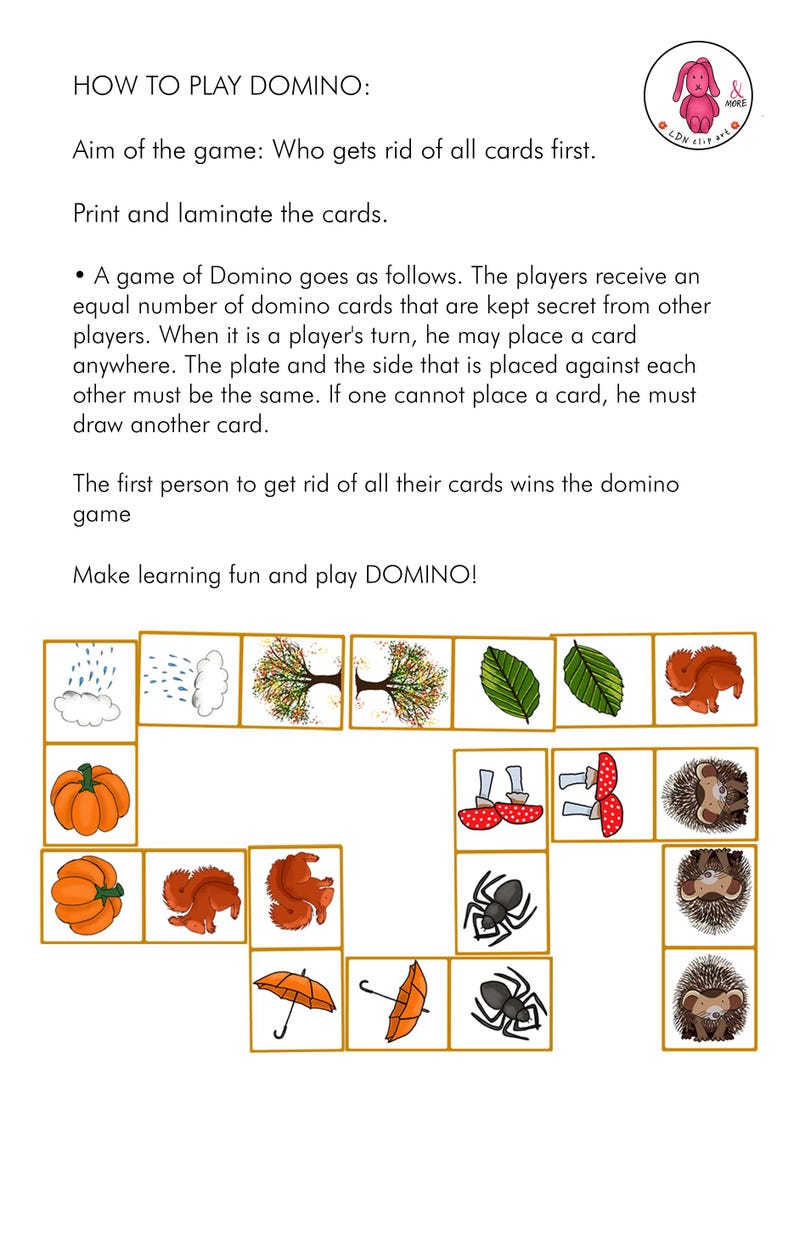 Domino AUTUMN Game • a Fun Learning Activity | for SLP • Preschool ...