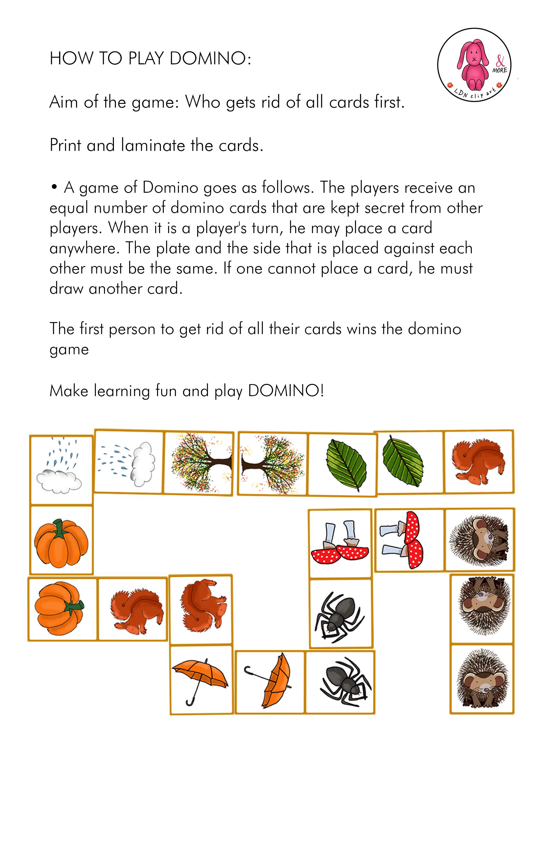 Domino AUTUMN Game • a Fun Learning Activity | for SLP • Preschool ...