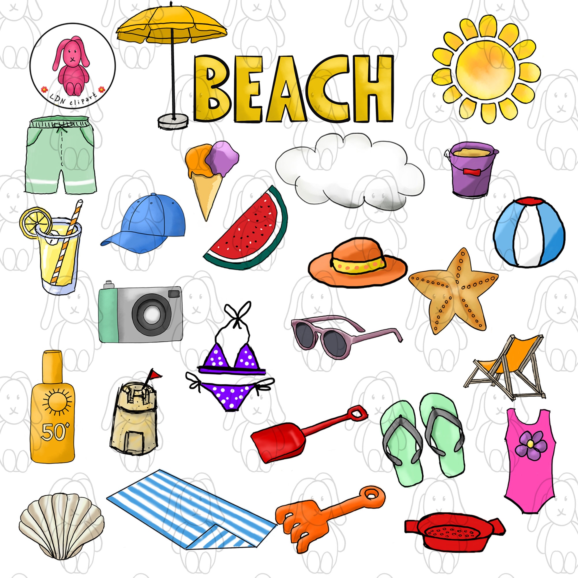 BEACH Clip Art, Create Summer Holiday / Beach Life Worksheets or Gifts ...
