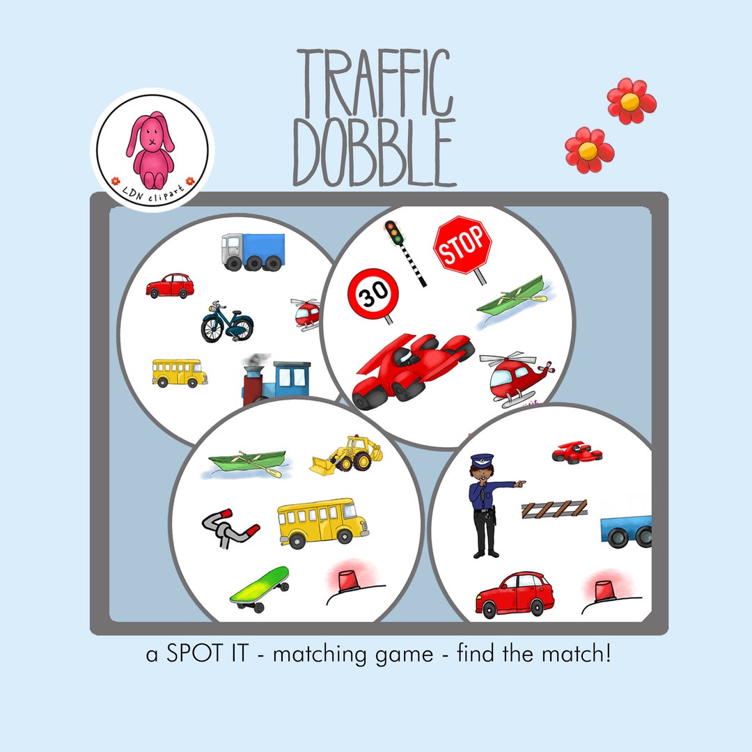 TRAFFIC Spot It Style Game Find the Match Traffic Dobble - Etsy