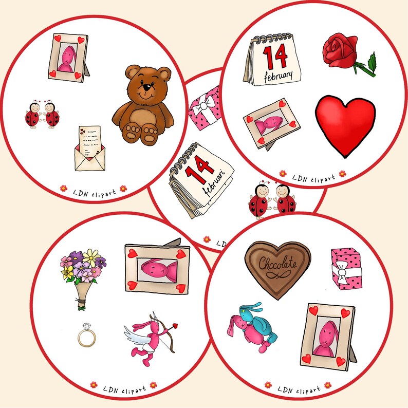 SPOT It Style VALENTINE'S DAY Game, Play and Learn the Words of 14 ...