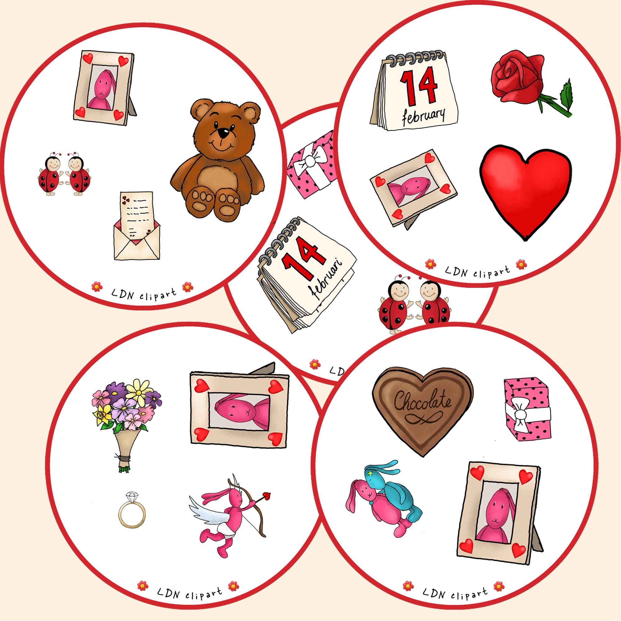 SPOT It Style VALENTINE'S DAY Game, Play and Learn the Words of 14 ...