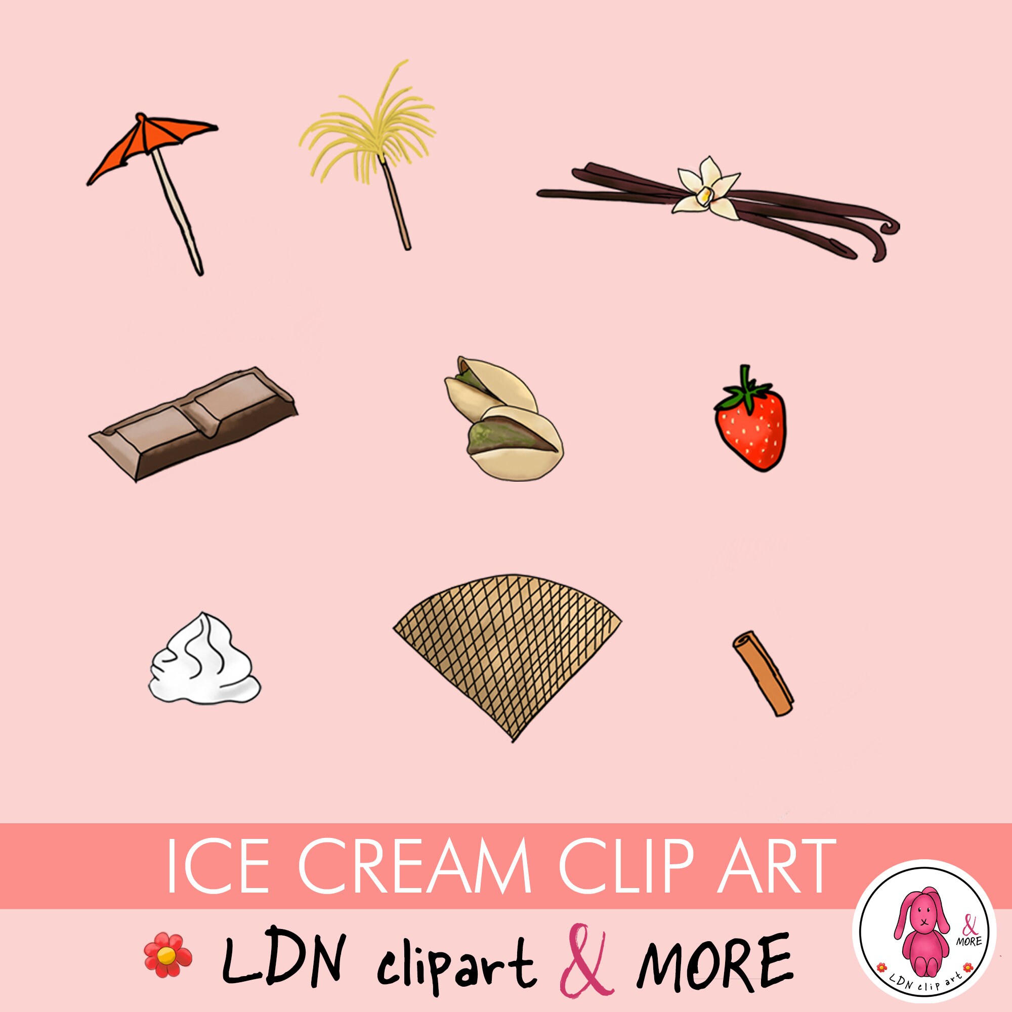 ICE CREAM Clip Art, All Sorts of Popsicles, Sundaes, Cones.. | 300 Dpi ...