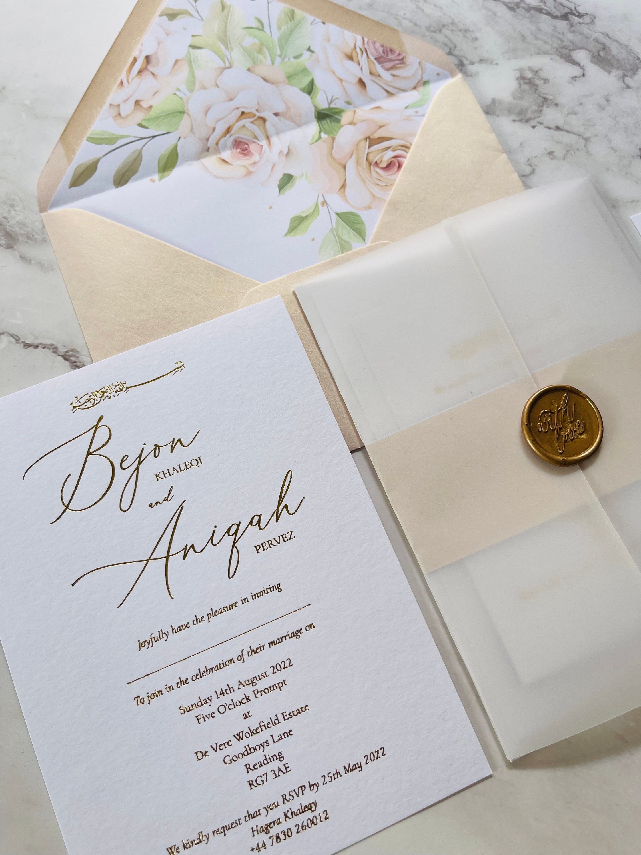 Gold Foil Arabic Wedding Invitations Muslim Wedding - Etsy UK