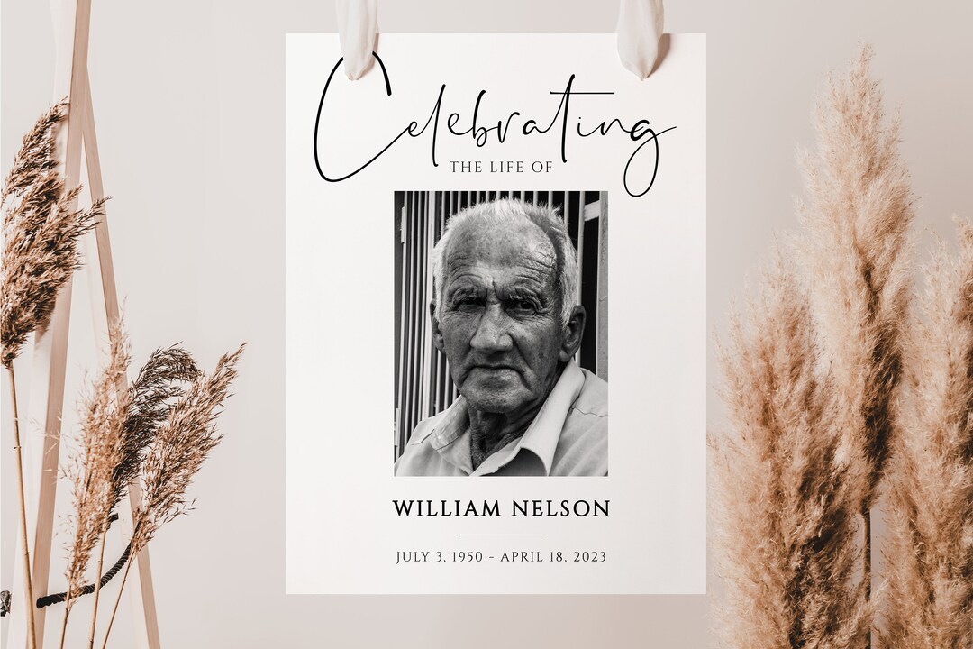 Celebrating the Life of Sign, Printed Photo Funeral Welcome Sign ...