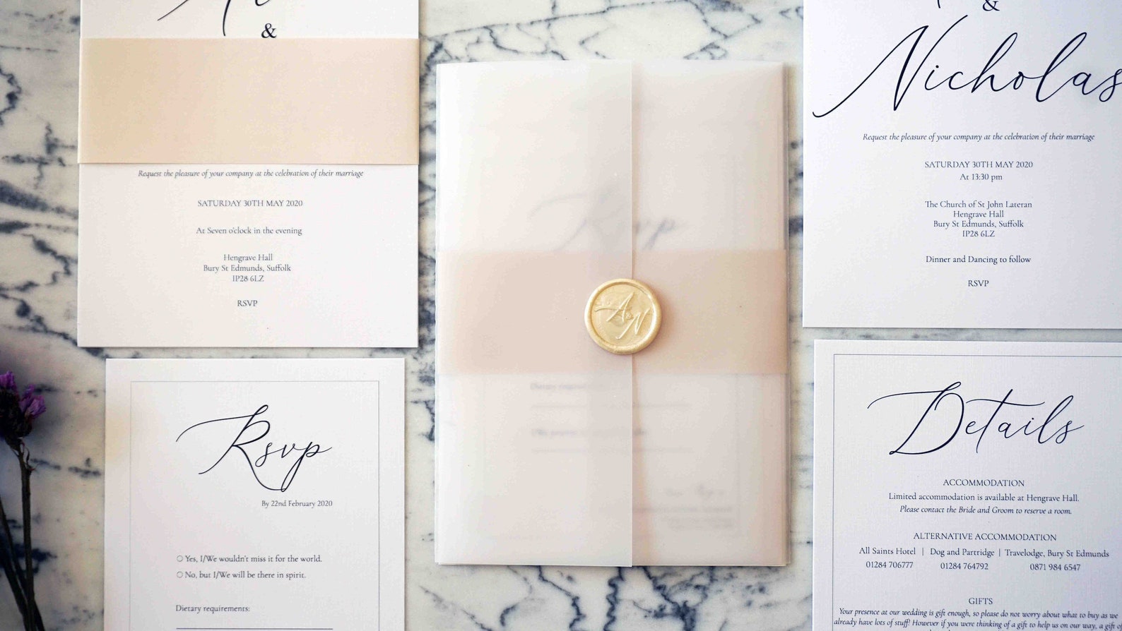 Elegant Vellum Wrap Wedding Invitation Transparent Invite | Etsy