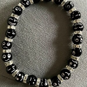 Smiling Face Beaded Bracelet, Sad Face Bracelet, Funny Bracelet ...