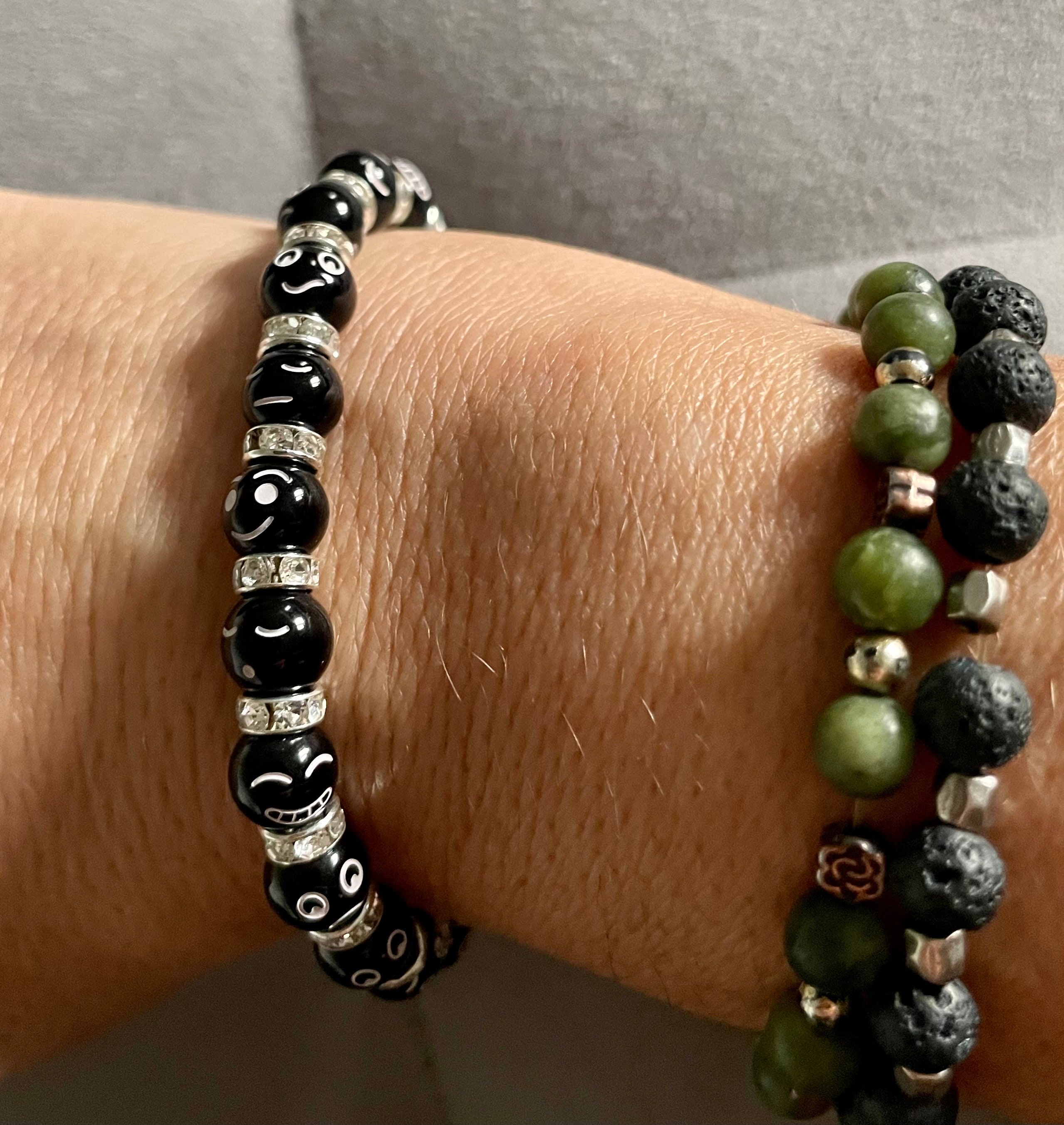 Smiling Face Beaded Bracelet, Sad Face Bracelet, Funny Bracelet ...