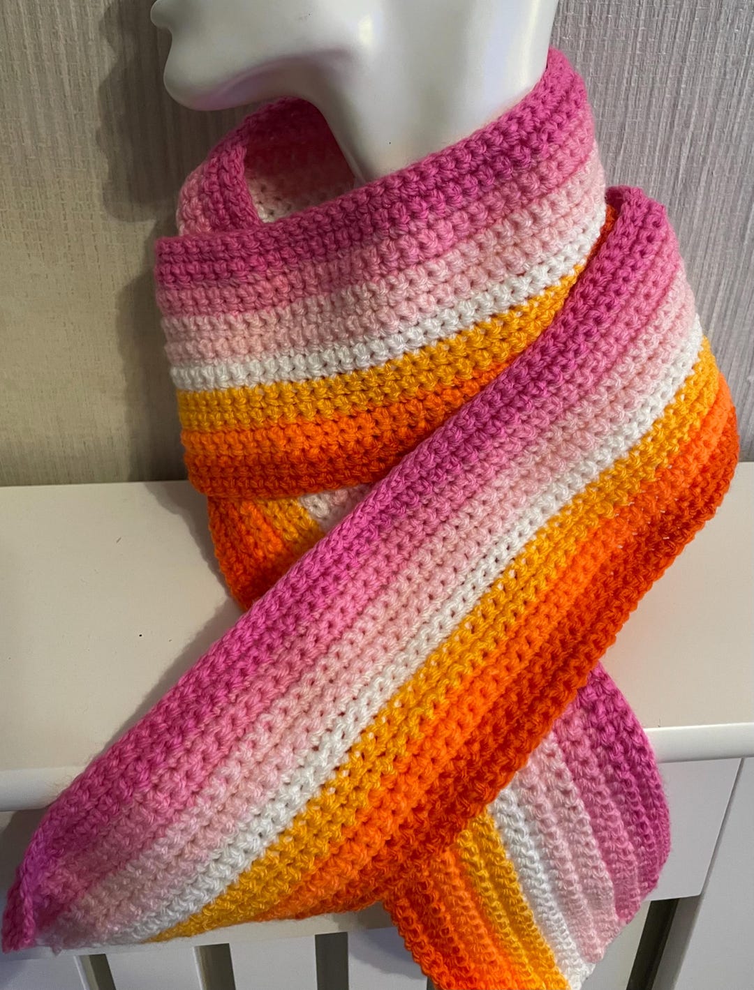 LGBTQ Scarf, Lesbian Scarf, Pride Scarf, Crochet Striped Scarf, LGBTQ ...