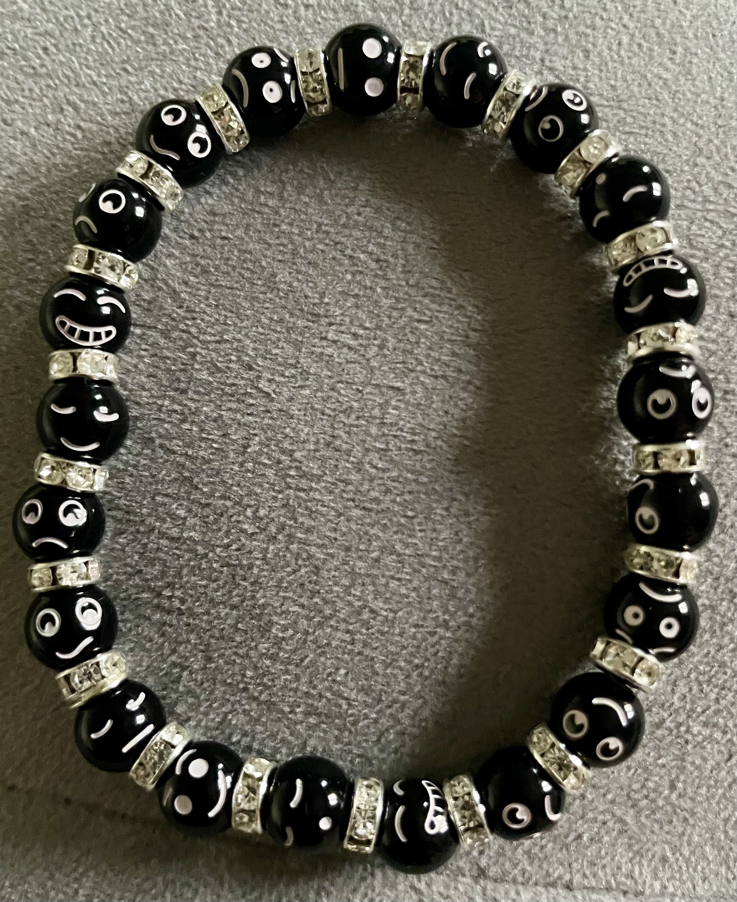 Smiling Face Beaded Bracelet, Sad Face Bracelet, Funny Bracelet ...