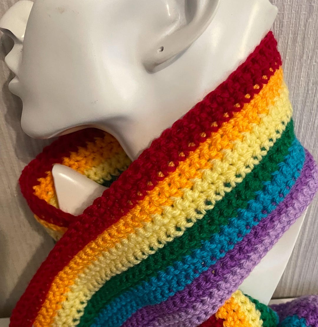 Crochet Rainbow Scarf, LGBTQ Scarf, Gay Pride Scarf, Gift for ...